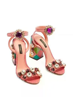 Dolce & Gabbana Crystal-embellished Lizard-effect Sandals