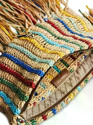 Patrizia Pepe Striped Fringed Shoulder Bag