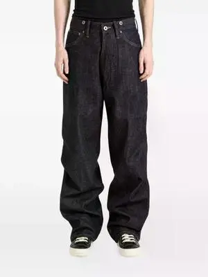 TAIGA TAKAHASHI Cinch-strap Straight-leg Jeans - Blue