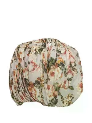 Magda Butrym Floral-print Gathered Cropped Blouse