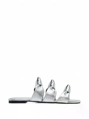 DUET SHOES Bow-detail Metallic Sandals - Silver