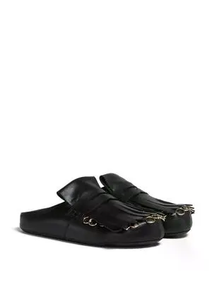 Marni Fringed Leather Sandals - Black