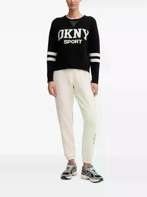 Dkny Crew-neck Stripe-detail Sweater