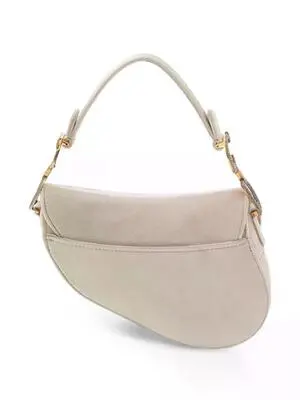 Dior 2000-2026 Mini Velvet Crystal Embellished Hardware Saddle Bag Satchel - Grey