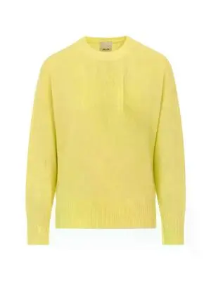 ALLUDE Cashmere Crew Neck Long Sleeve Sweater - Yellow