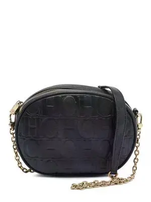 Carolina Herrera Monogram Embossed Shoulder Bag - Black