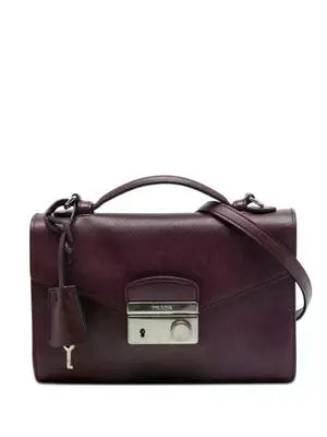 Prada 2010-2026 Saffiano Lux Sound Lock Satchel - Red