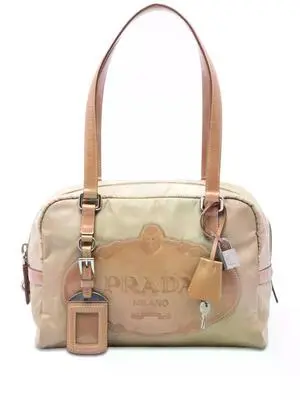 Prada 2000-2013 Tessuto Canapa Logo Shoulder Bag - Neutrals