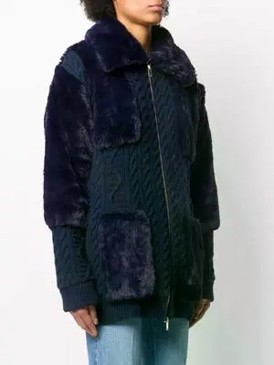 Stella McCartney Cable-knit Faux-fur Cardigan