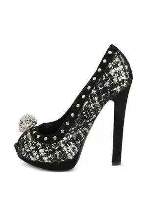 ALEXANDER MCQUEEN Alexander McQueen Skull Embellished Peep-Toe Pumps