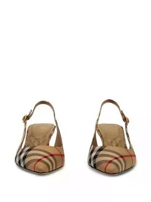 Burberry Dame Check-print Pumps - Neutrals