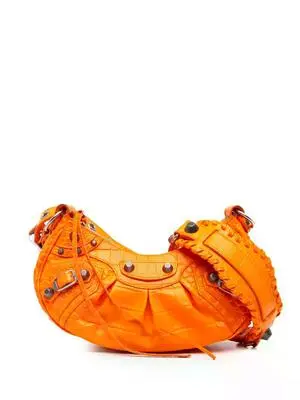Balenciaga Le Cagole Xs Croc Embossed Leather Crossbody Bag - Orange