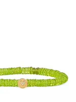 SYDNEY EVAN Peridot And Diamond Heart-charm Bracelet