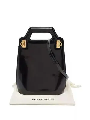 FERRAGAMO Wanda North South Tote Bag With Gancini Hardware - Black