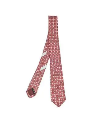 FERRAGAMO Silk Link Print Skinny Tie - Red