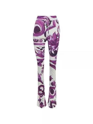 Dolce & Gabbana Majolica-print Flared Trousers - White