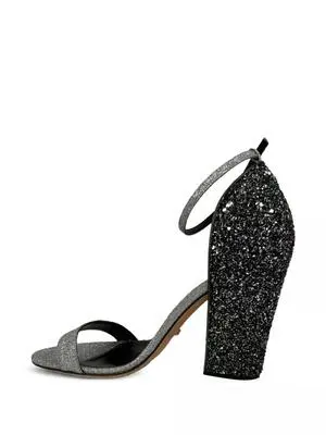 SERGIO ROSSI Glitter Block-heel Sandals - Silver