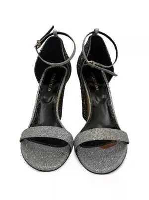 SERGIO ROSSI Glitter Block-heel Sandals