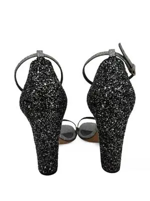 SERGIO ROSSI Glitter Block-heel Sandals