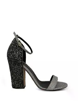SERGIO ROSSI Glitter Block-heel Sandals - Silver
