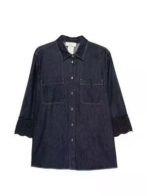 Marina Rinaldi Mrsabissi Scalloped-cuff Denim Shirt