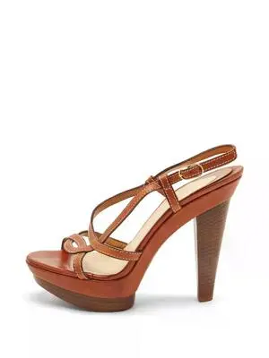 CHRISTIAN LOUBOUTIN Ankle-strap Block-heel Sandals - Brown