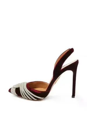 AQUAZZURA Gatsby Embellished Slingback Pumps - Red