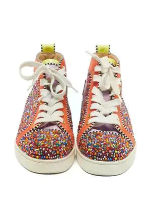 CHRISTIAN LOUBOUTIN Louis Strass Embellished High-top Sneakers