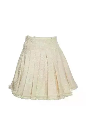Balmain Tweed Pleated Mini Skirt - Neutrals