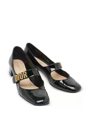 Dior Patent Leather Logo Lettering Mary Jane Pumps