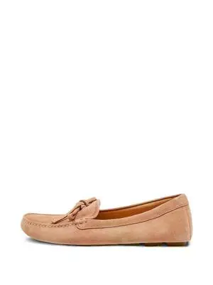 Prada Suede Bow Detail Loafers - Neutrals