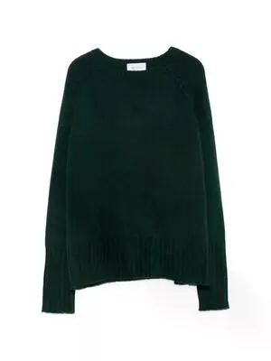 BEYOU Ribbed Trim Long Sleeve Sweater - Green