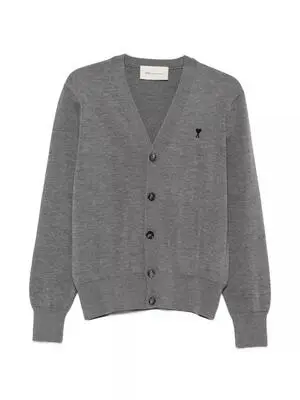 AMI Paris De Coeur V-neck Cardigan - Grey
