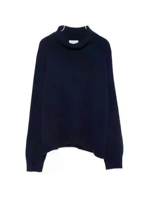 BEYOU Ribbed-knit Roll-neck Sweater - Blue