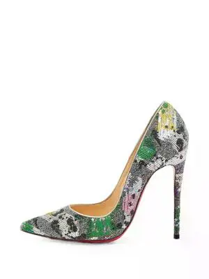 CHRISTIAN LOUBOUTIN Pigalle Follies Sequin-embellished Pumps - Silver