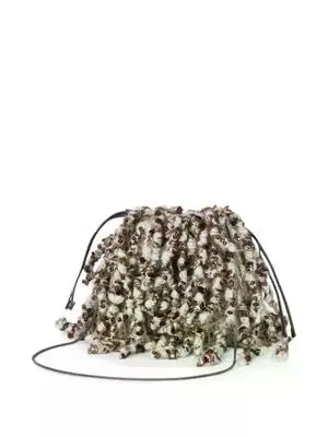Brunello Cucinelli Dazzling Twist Embroidery Pouch Bag With Precious Chain
