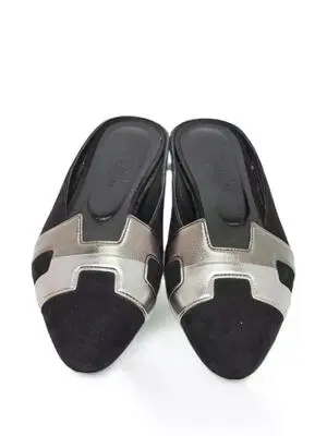 Hermès Roxane Mules With Metallic Trim