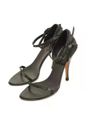 Gucci Studded Gg Canvas Stiletto Sandals