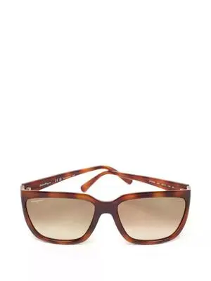 FERRAGAMO Logo-lettering Tortoiseshell-effect Sunglasses - Brown