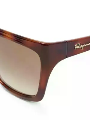 FERRAGAMO Logo-lettering Tortoiseshell-effect Sunglasses