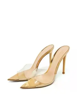 GIANVITO ROSSI Elle Metallic Leather Pointed-toe Mules - Gold