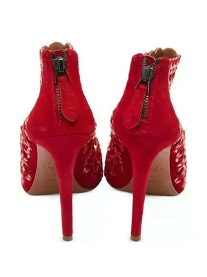 Alaïa Suede Laser-cut Floral Motif Stiletto Sandals