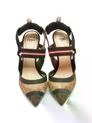 Fendi Colibri Zucca Mesh Slingback Pumps