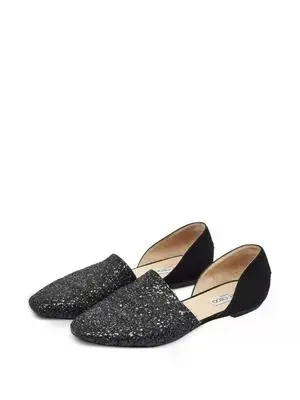 JIMMY CHOO Glitter Finish Globe Ballet Flats