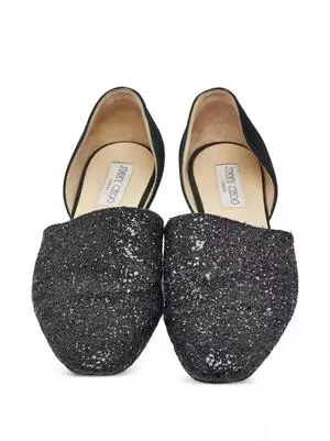 JIMMY CHOO Glitter Finish Globe Ballet Flats