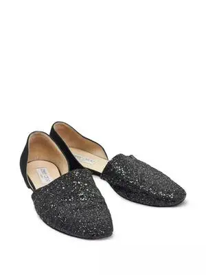 JIMMY CHOO Glitter Finish Globe Ballet Flats