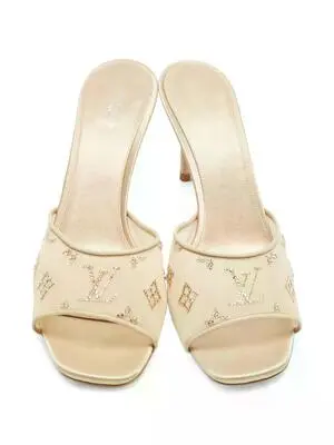LOUIS VUITTON Revival Crystal-embellished Heeled Sandals - Neutrals