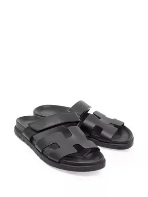 Hermès Chypre Leather Flat Sandals
