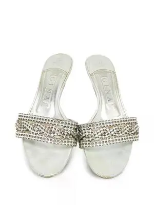 GINA Crystal-embellished Leather Heeled Sandals