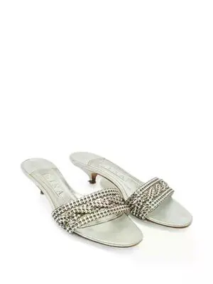 GINA Crystal-embellished Leather Heeled Sandals